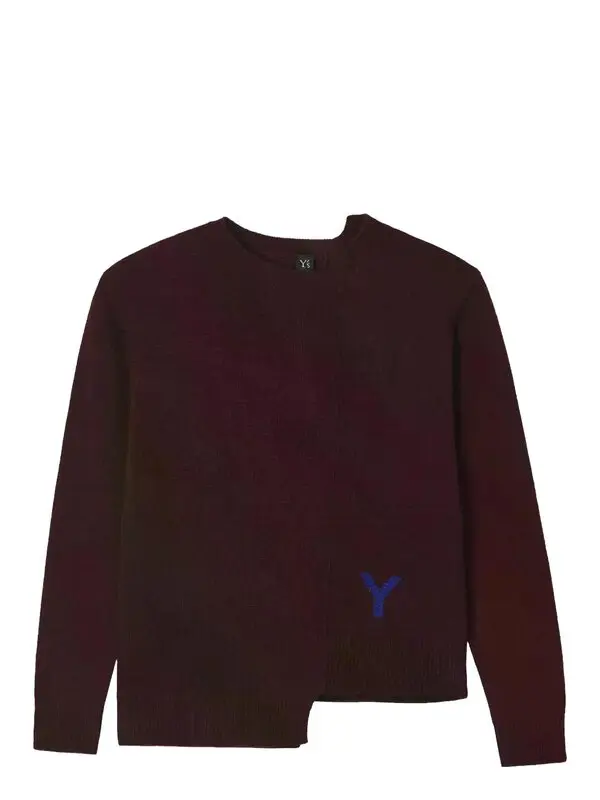 Y’s Asymmetric-hem Wool Sweater - Brown