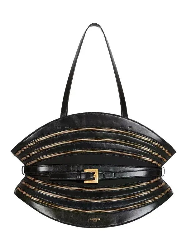 Balmain Shuffle Zips Shoulder Bag - Black