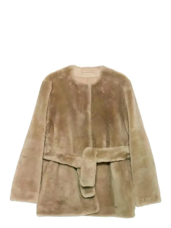 TOTEME Belted Shearling Jacket - Neutrals