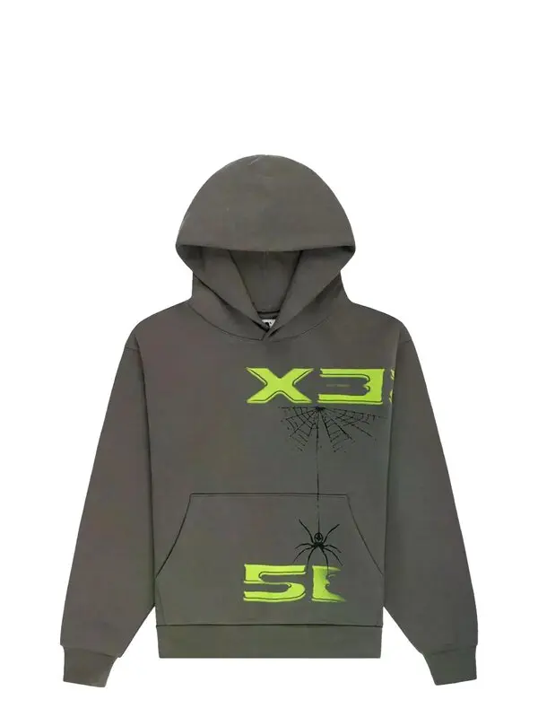 SP5DER Spider-web-print Hoodie - Grey
