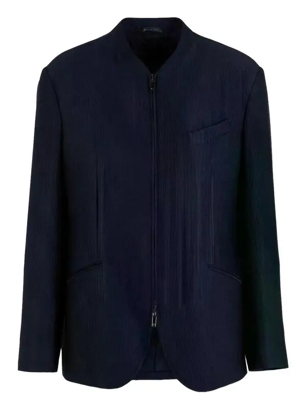 Giorgio Armani Zip-front Corduroy Jacket - Blue
