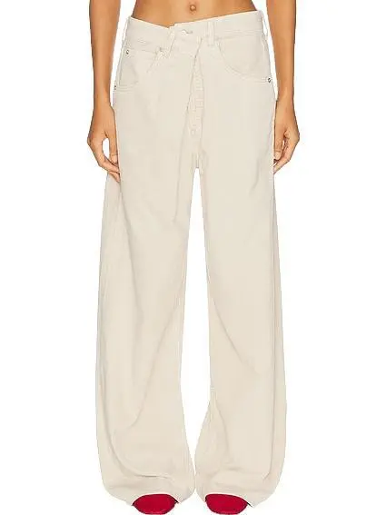AGOLDE Vana Fold Wide Leg Jeans - Rice Grass