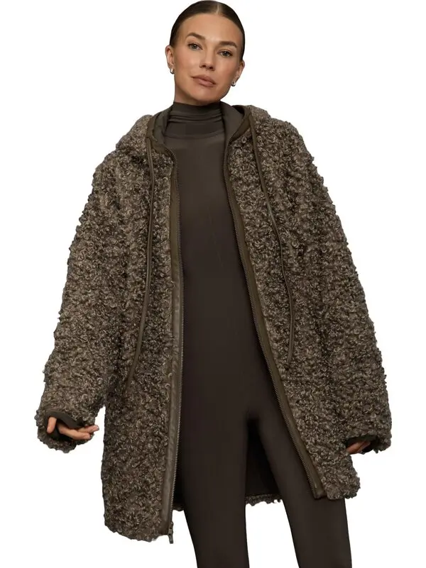 Norma Kamali Oversized Raglan Sleeve Hooded Jacket - Bark