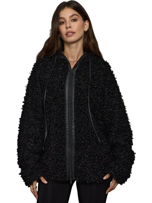 Norma Kamali Oversized Raglan Sleeve Hooded Jacket - Black