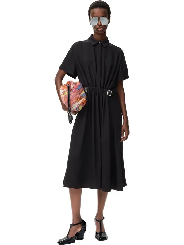 Loewe Belted Viscose Stretch Dress - Black