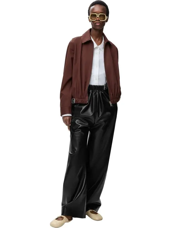 Loewe Belted Jacket In Cotton And Silk - Coffee