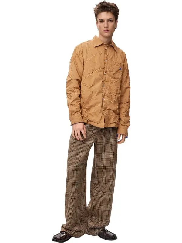 Loewe Hybrid Shirt In Cotton Blend And Wool - Camel/blue