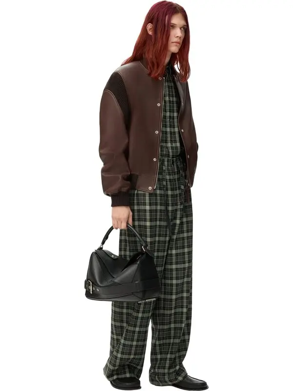 Loewe Drawstring Tartan Trousers - Khaki/black
