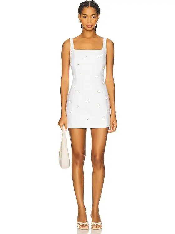 MILKWHITE Mini Dress With Floral Appliqu - White