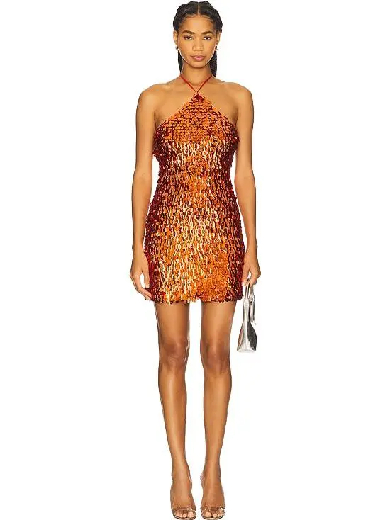 KIM SHUI Sequin Mini Dress - Orange