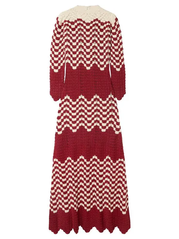 Escvdo Musa Crocheted Cotton Maxi Dress - Burgundy