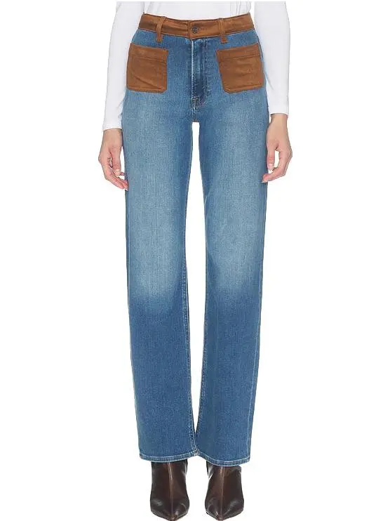 Good American Soft Tech Good True Straight Jeans - Crest