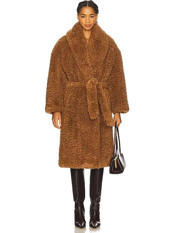 Atlein Long Teddy Wrap Coat - Lion