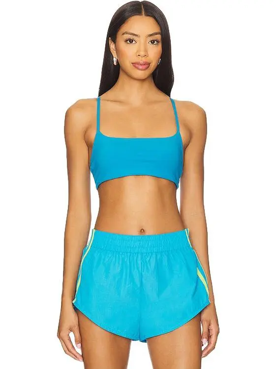 FORM Criss Cross Sports Bra In Blue - Aqua