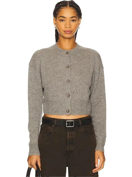 Autumn Cashmere Cropped Cashmere Cardigan - Cement