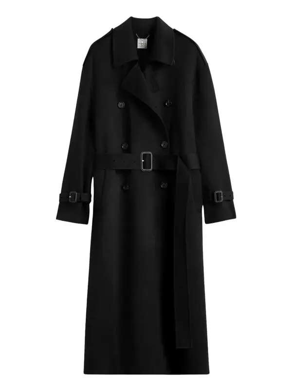 TOTÊME Belted Double-breasted Wool Coat - Black