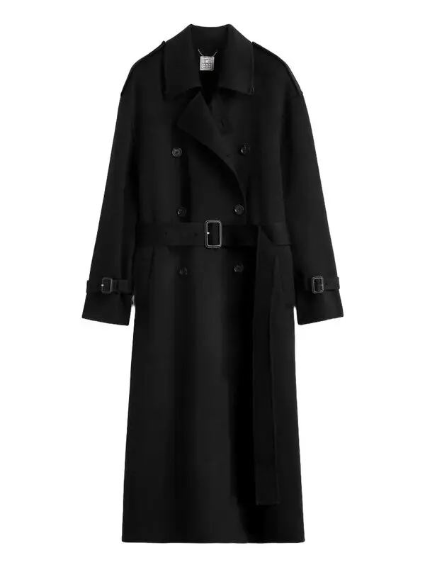 TOTEME Belted Double-breasted Wool Coat - Black