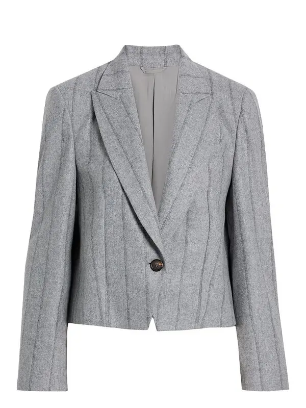 Brunello Cucinelli Pinstriped Wool-blend Blazer - Gray
