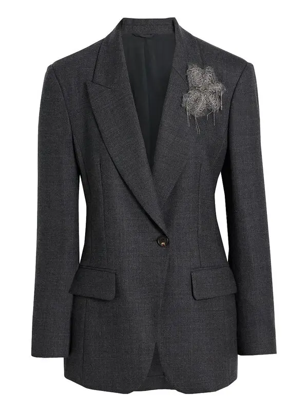 Brunello Cucinelli Wool And Cotton-blend Blazer - Dark Gray