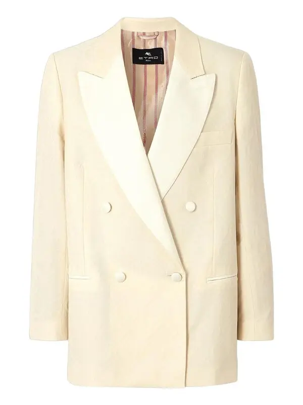 Etro Double-breasted Cotton And Wool-blend Jacquard Blazer - Cream