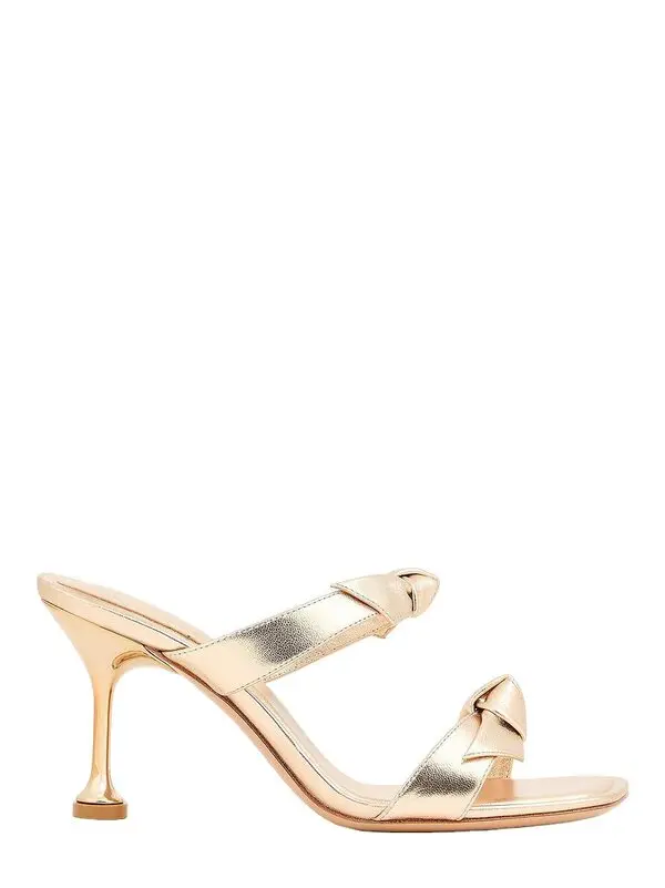ALEXANDRE BIRMAN Clarita Square Flare 85 Metallic Leather Mules - Gold