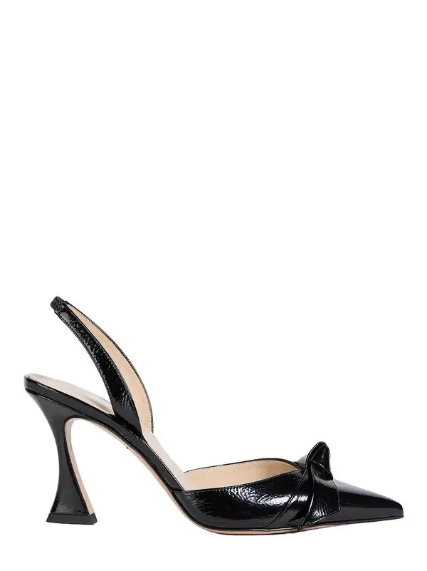 ALEXANDRE BIRMAN Clarita Bell 85 Crinkled Patent-leather Slingback Pumps - Black