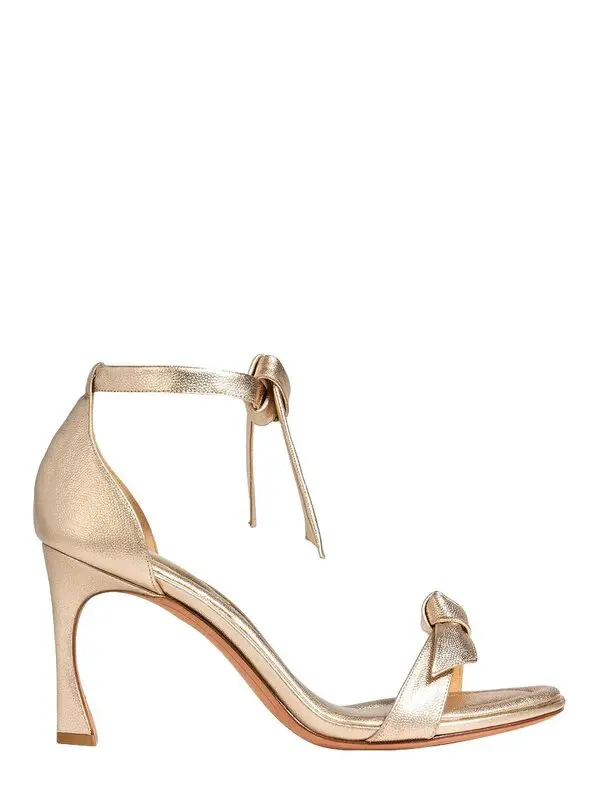 ALEXANDRE BIRMAN Clarita Bow-detailed Metallic Pebbled-leather Sandals - Gold