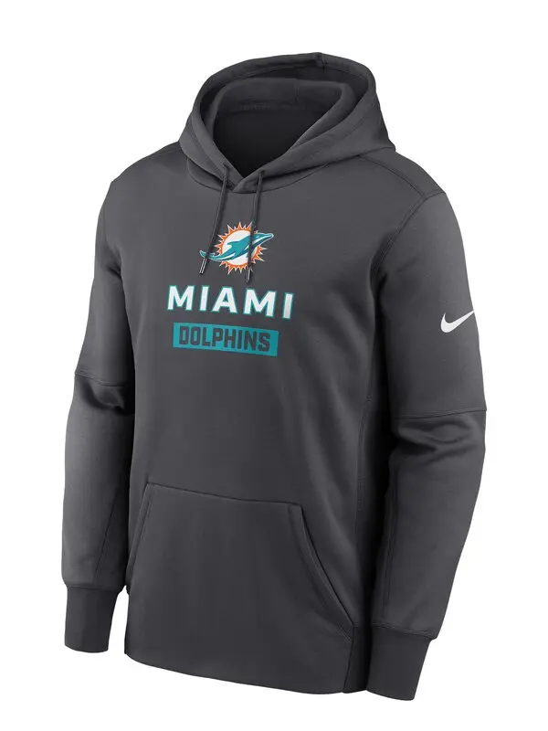 Nike Miami Dolphins Toss Sweep Therma Nfl Pullover Hoodie - Grey