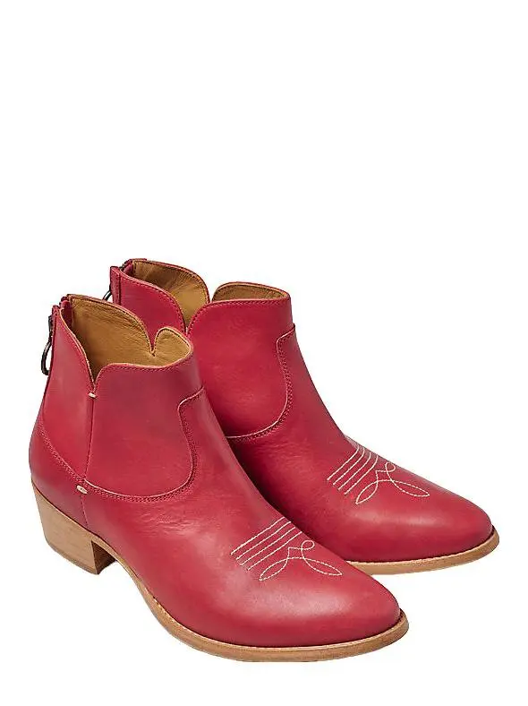 Beek Cowbird Western Ankle Boots - Red