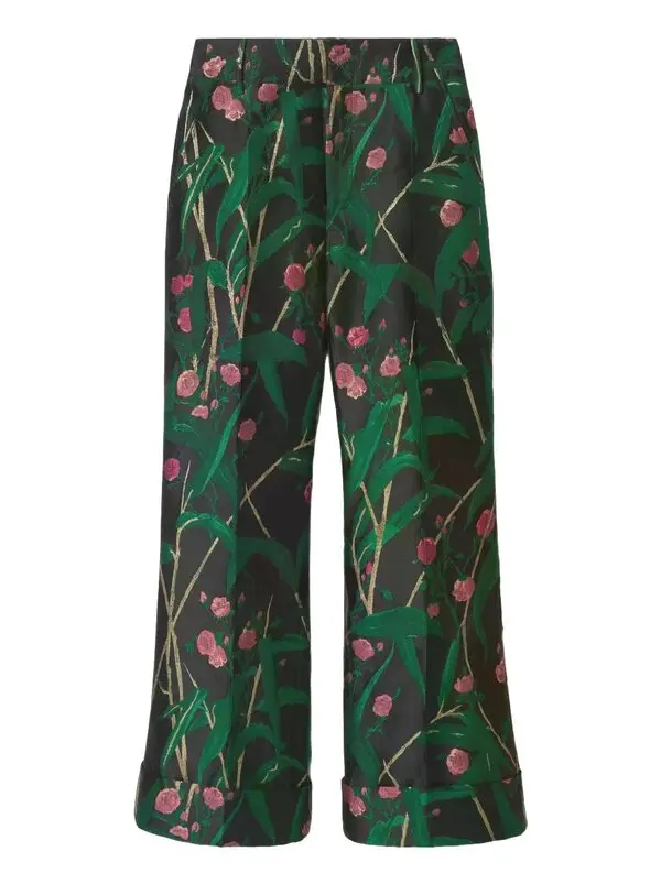 La DoubleJ Hendrix Floral-jacquard Trousers - Green