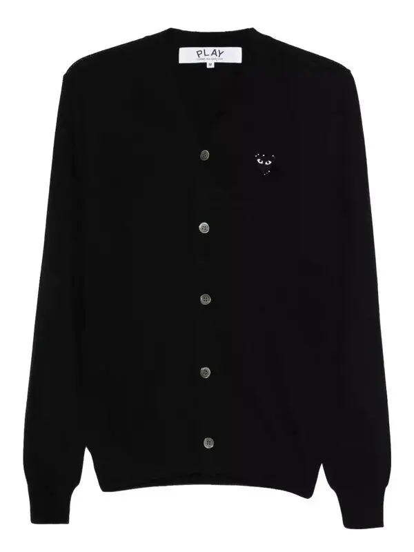 Play Comme Des Garcon Heart Emblem Cardigan - Black