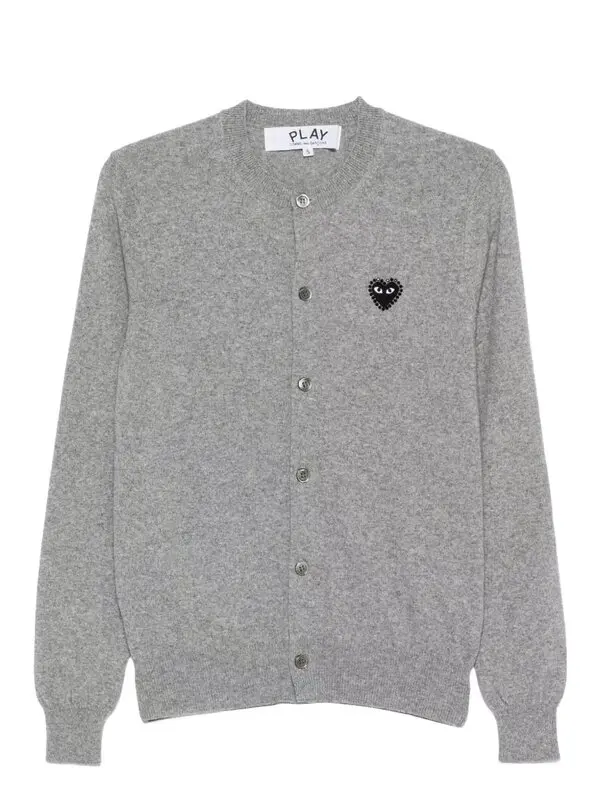 Play Comme Des Garcon Logo-patch Cardigan - Grey
