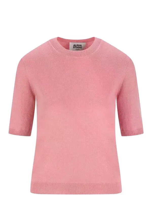 Alpha Studio Short-sleeve Cashmere Top - Pink
