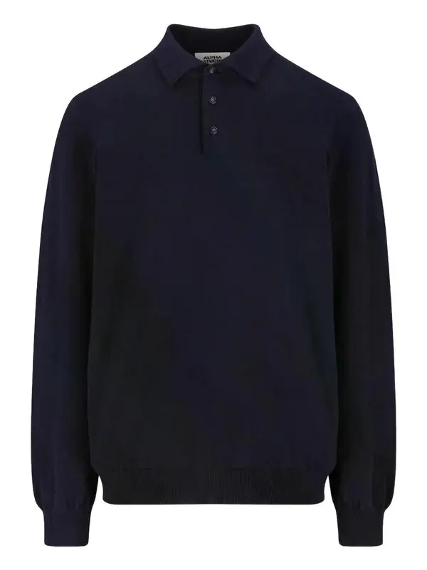 Alpha Studio Cashmere Polo Sweater - Blue
