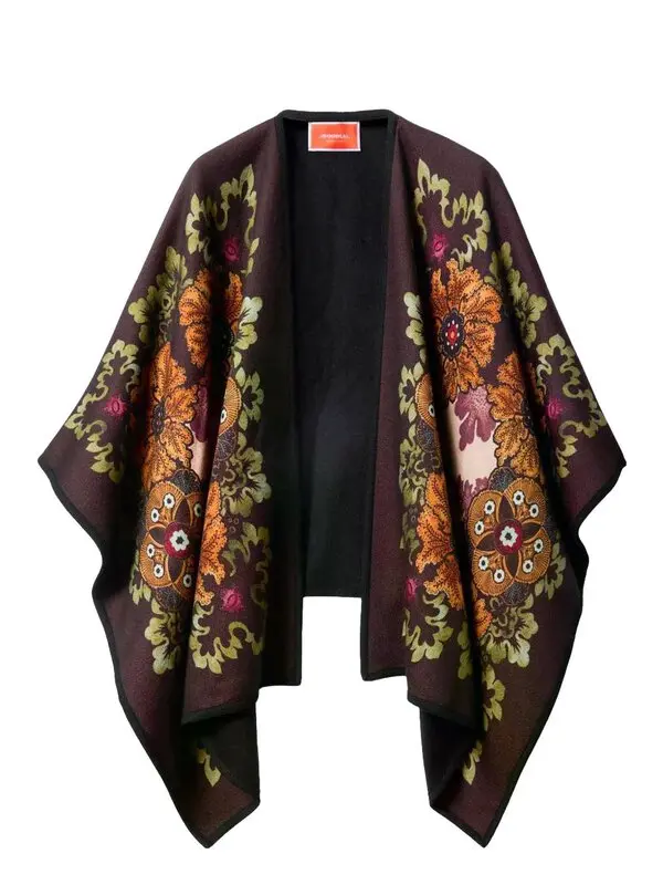 La DoubleJ Floral-patterned Wool Cape - Red