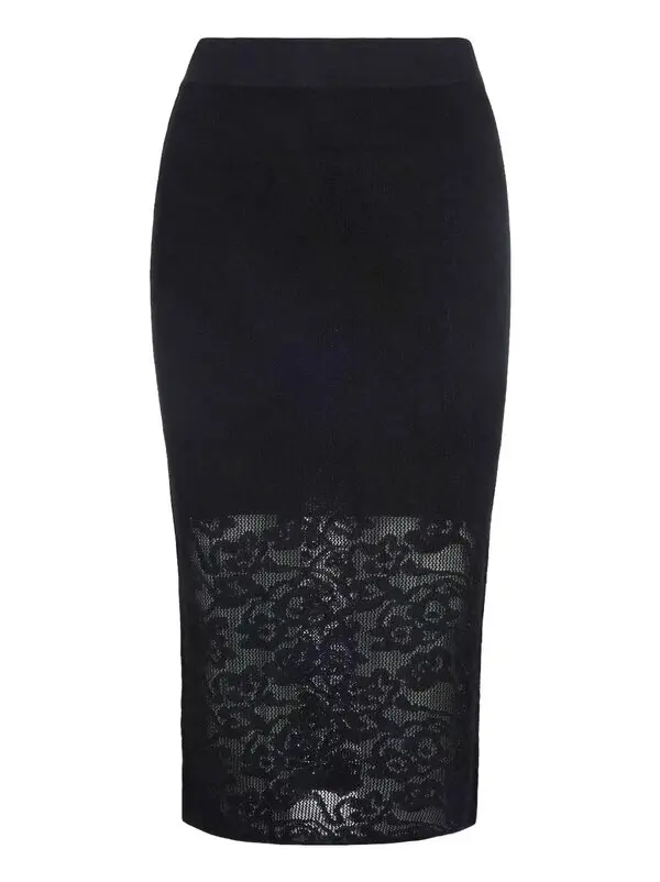 Patrizia Pepe Lace Panel Midi Skirt - Black