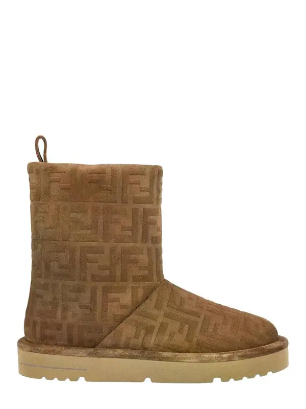 Fendi Ff-logo Padded Boots - Brown