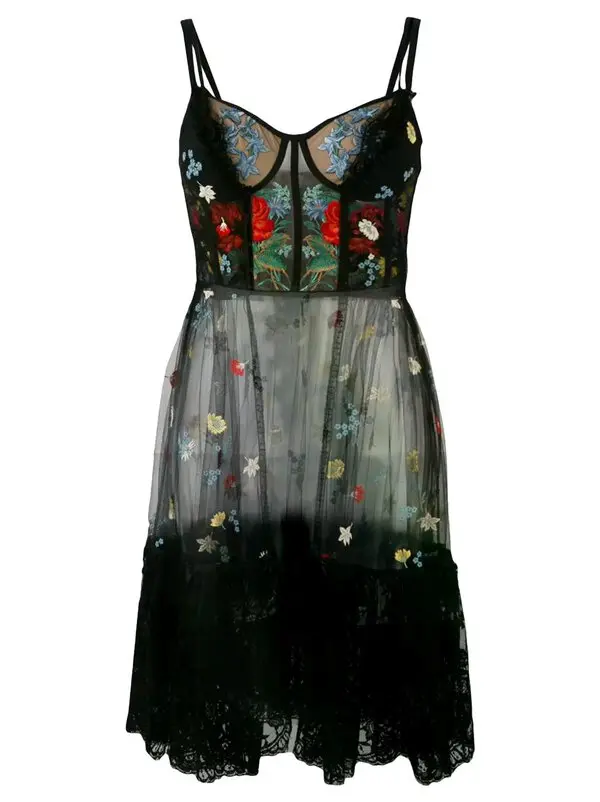 Alexander McQueen Embroidered Sheet Midi Dress - Black
