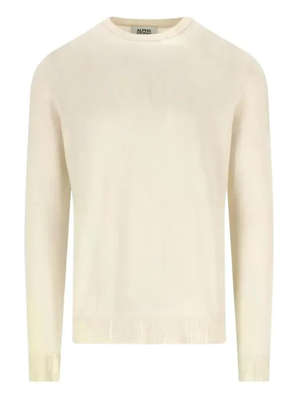 Alpha Studio Crew-neck Cashmere Sweater - White