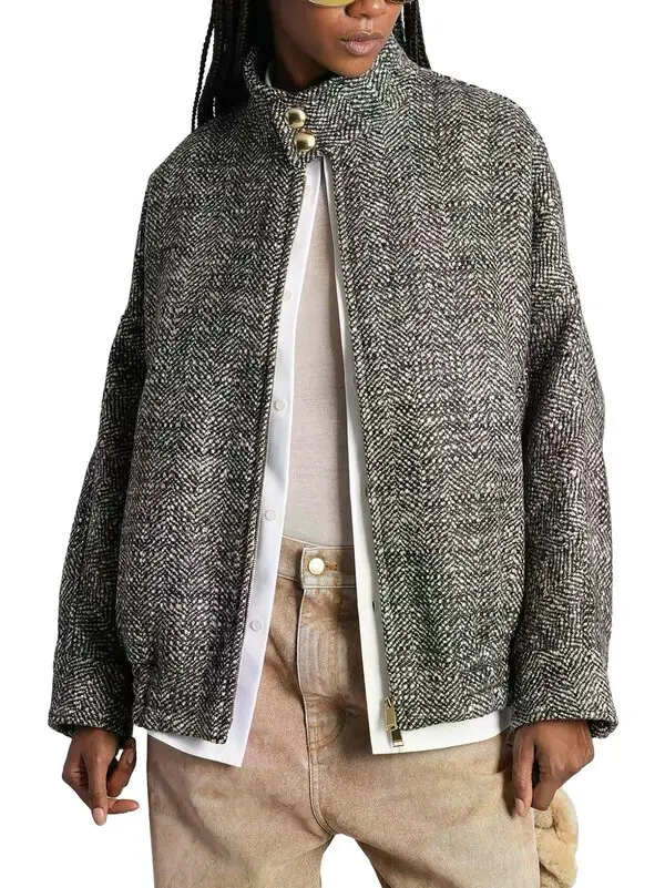 DARKPARK Herringbone-pattern Bomber Jacket - Grey