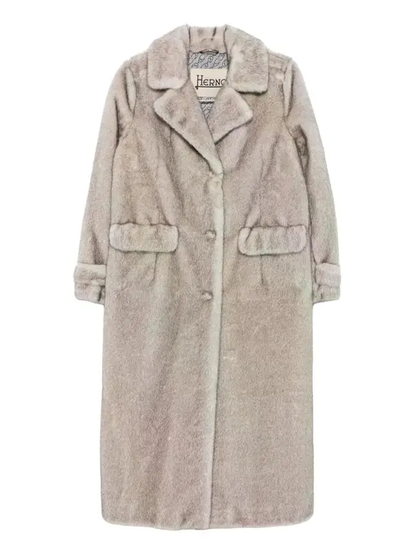 Herno Notched-lapel Faux Fur Coat - Grey