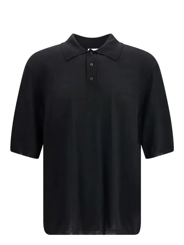 Saint Laurent Cassandre Short-sleeve Polo Shirt - Black