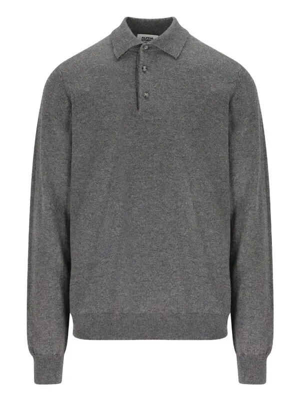 Alpha Studio Polo-neck Cashmere Sweater - Grey