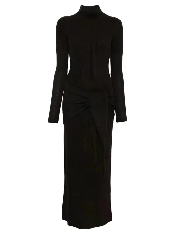 Federica Tosi Ribbed Tie-front Midi Dress - Black
