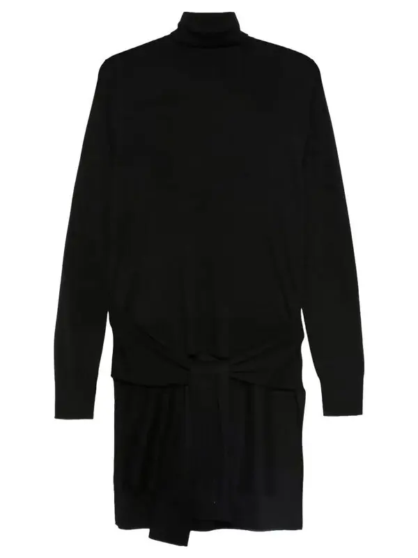 TOTÊME Double-sleeve Tie-front Turtleneck Dress - Black