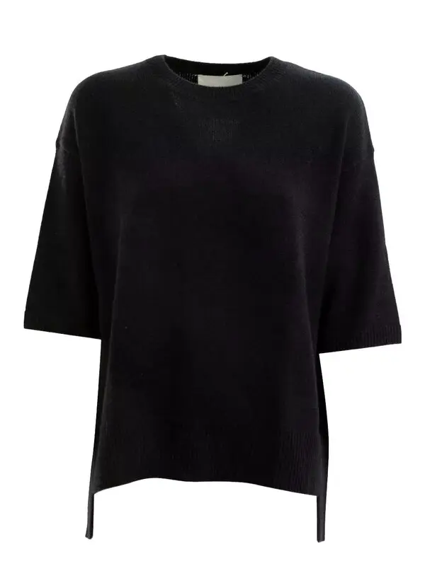 LISA YANG Short-sleeve Sweater With Side-tie Detail - Black