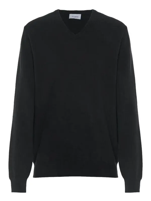 Malo V-neck Cashmere Sweater - Black