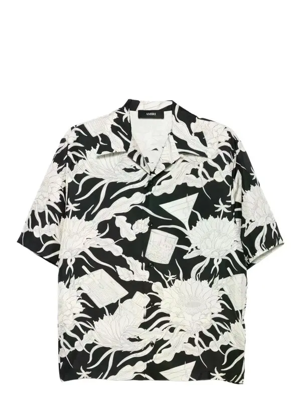 Amiri Floral-print Short-sleeved Shirt - Black