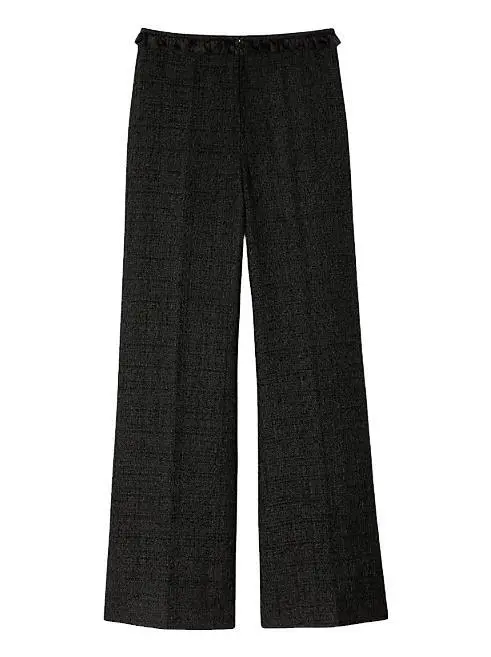 Sandro Tweed Wide-leg Trousers - Black