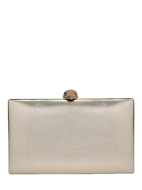 Kurt Geiger Leather Clutch Bag With Eagle Head Embellishment - Gold